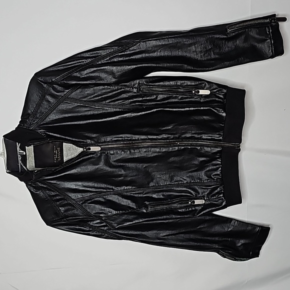 Zara | Jackets & Coats | Zara Man Sport Faux Leather Black Moto ...